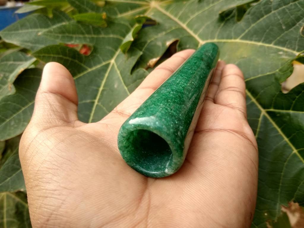 Handmade Green Jade Chillum Jade Pipe - MrRamStore